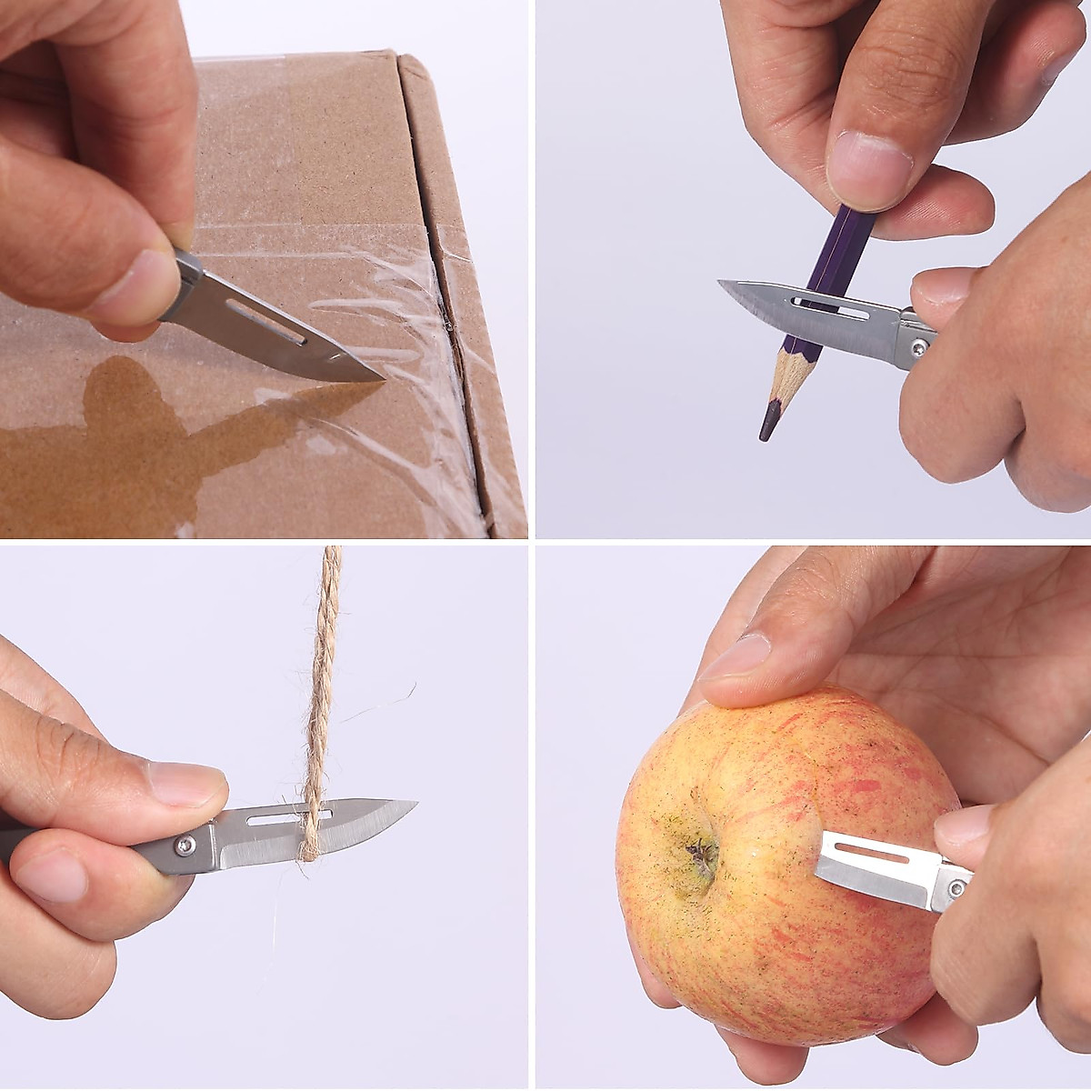 Zastan Mini Titanium Alloy Keychain Knife, 1.9 Inch Folding Pocket Knife for Packages and Ropes, EDC Box Cutter