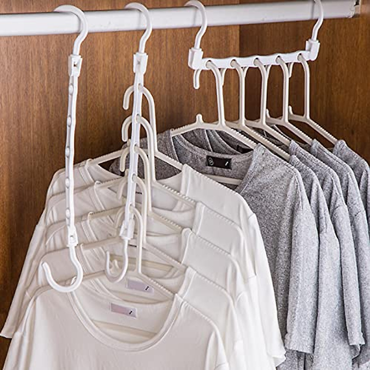 Space Saving Hangers, 8 PCS 5 Holes Plastic Closet Organizers and Storage Shirt Organizer for College Dorm Room