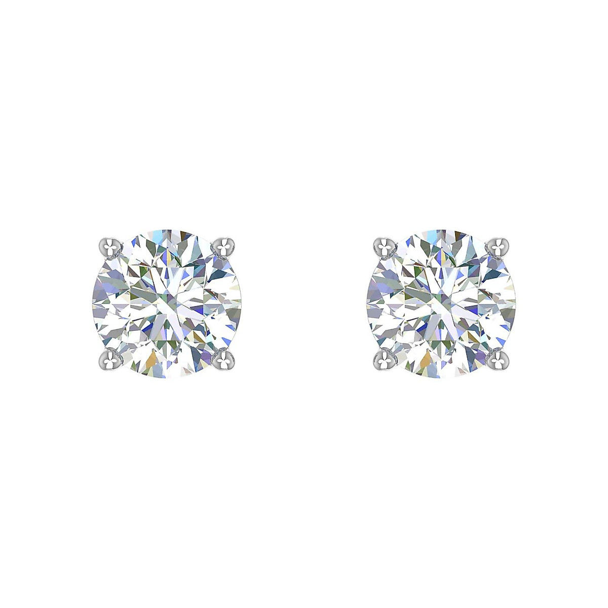 1/2 Carat 4-Prong Set Diamond Unisex Stud Earrings in 14K White Gold