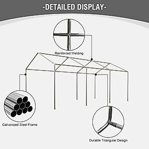 Yardsight 13'x 20' Carport, Heavy Duty Car Canopy Portable Garage with Removable Sidewalls and Roll-up Ventilated Doors & Windows for Car, SUV, Truck, Boat. Gray
