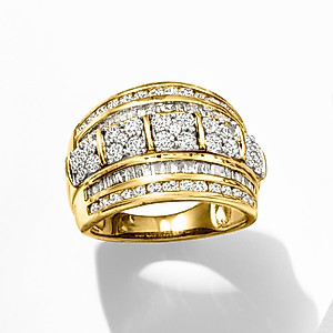 Ross-Simons 2.00 ct. t.w. Baguette and Round Diamond Multi-Row Ring in 18kt Gold Over Sterling. Size 6