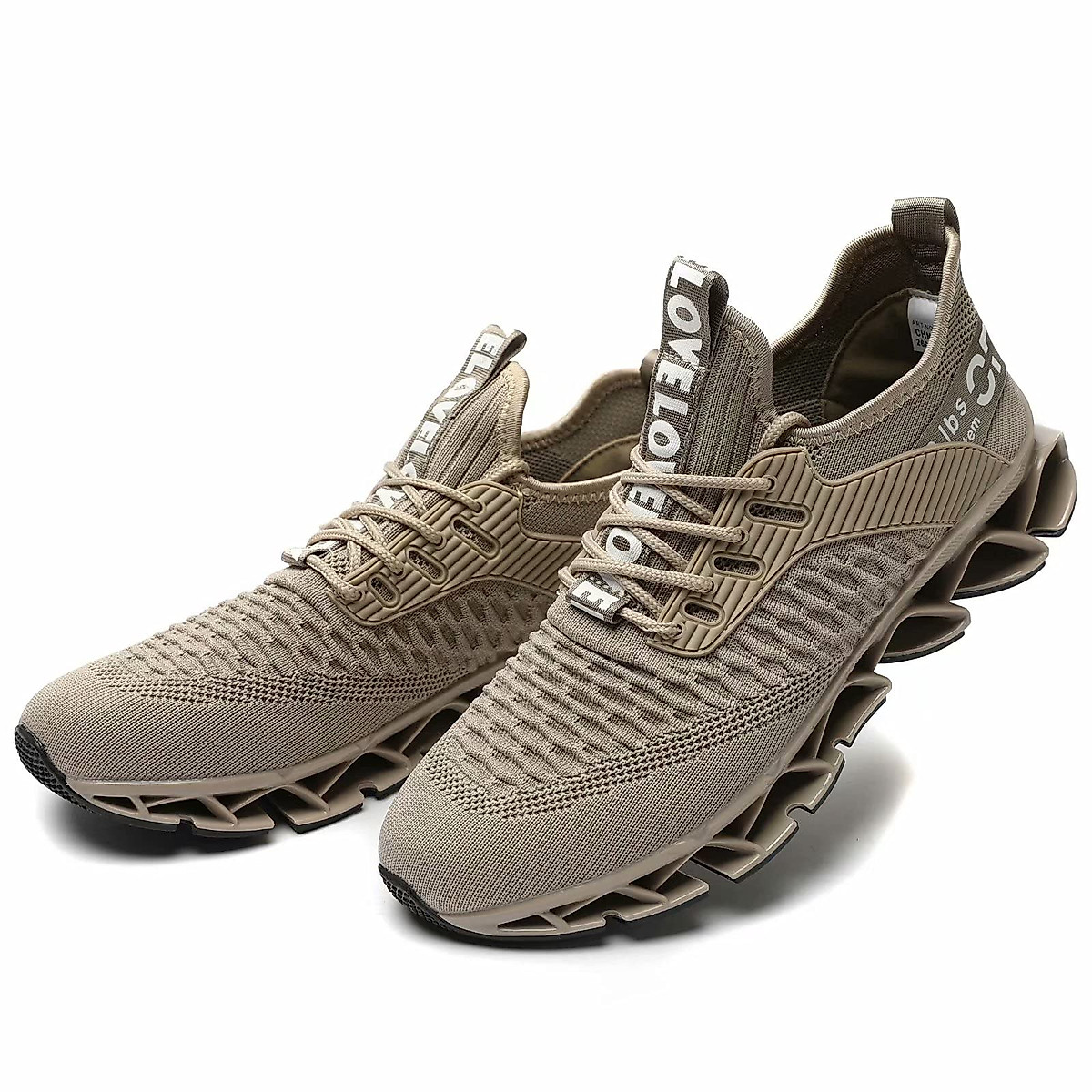 Men's Running Shoes Blade Tennis Walking Fashion Sneakers Breathable Non Slip Gym Sports Work Trainers Khaki