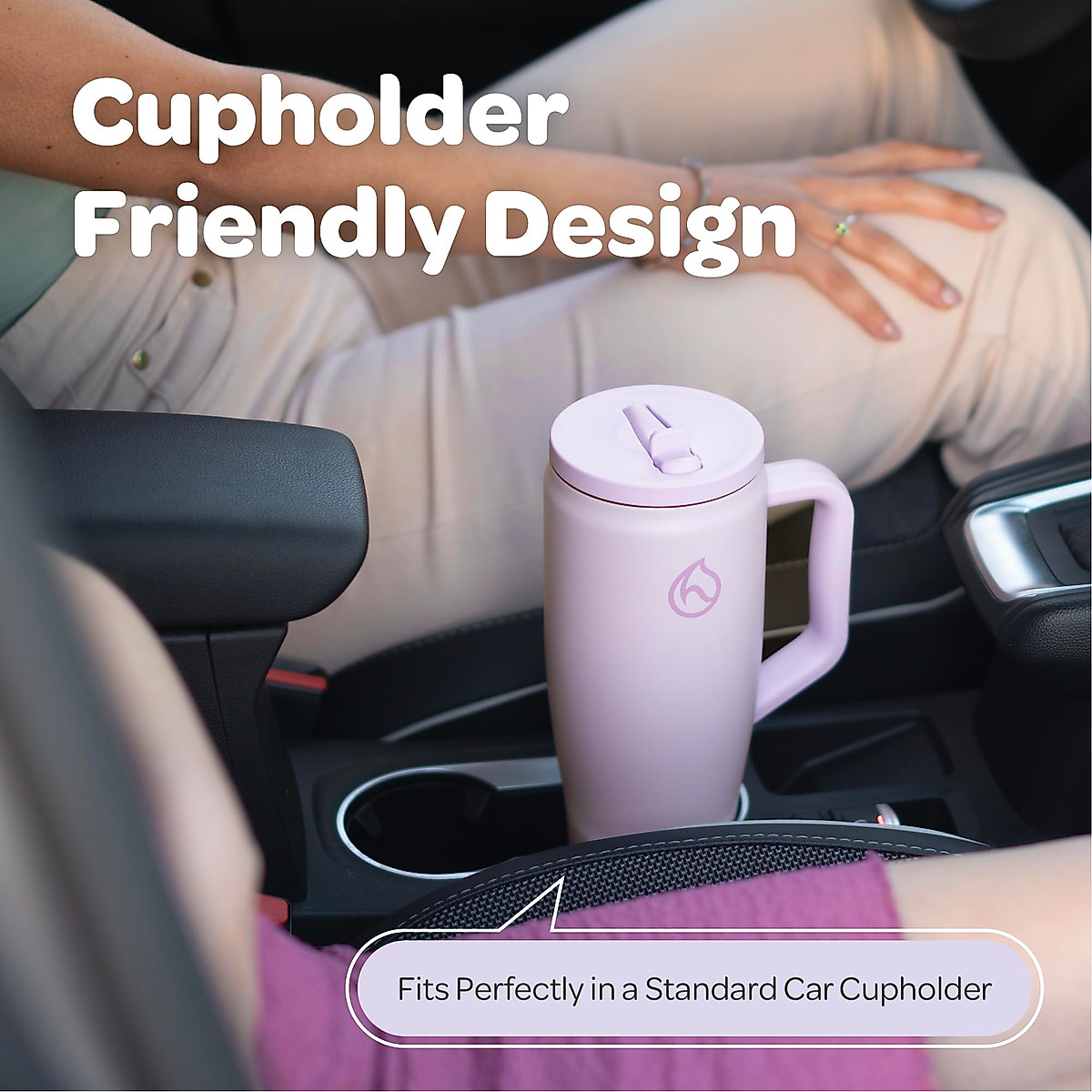 Hydracy Soulmate 40oz Tumbler with Handle and Flip Straw - 100% Leakproof Reusable Insulated Cup with Stainless Steel Straw - Cupholder Friendly Rubber Base Travel Mug - Gifts for Women & Men