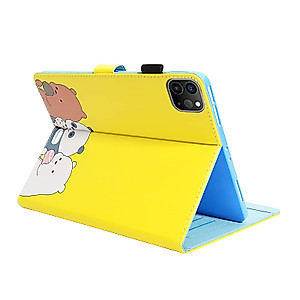 DTangLsm Compatible with iPad Pro 11 inch 4th/3rd/2nd/1st Generation Case 2022 2021 2020 2019, Slim PU Leather Cover Stand Protective Shell Case, Bear