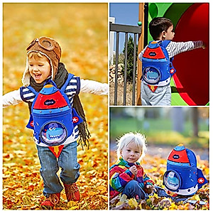 Augot Toddler Backpack, Kids Preschool Backpack 3D Cute Cartoon Backpack for Kids Mini School Backpack for Toddler Boys Girls (Royal Blue, Rocket)