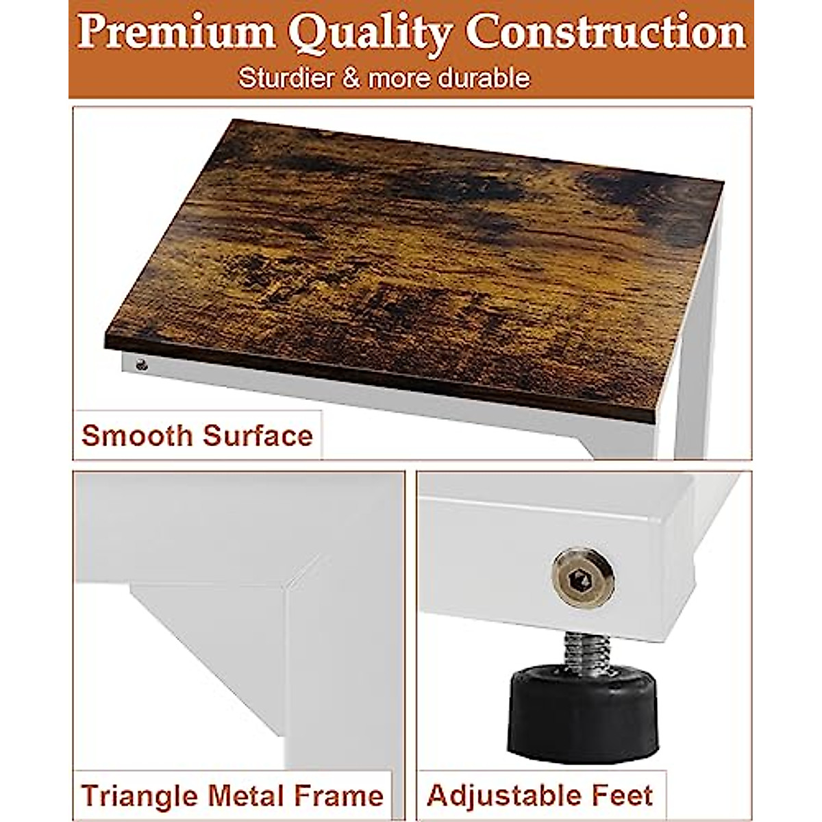 Artigarden C Table End Table with Metal Frame Small Side Table for Couch, Sofa TV Tray Table for Living Room, Bedroom, Bedside Bright White