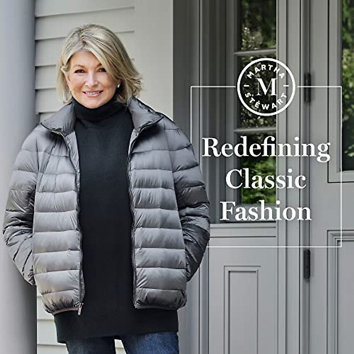 Martha Stewart Everyday Packable Jacket - Down Jacket with Hidden Pocket Zippers - Great for Daily Wear
