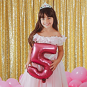 HELAKU Gold Sequin Backdrop Curtains - 2 Packs of 2.5x8ft Gold Glitter Curtains Sparkly Sequin Background for Wedding Birthday Baby Shower Decor Gold Sequence Backdrop Drapes