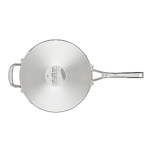 KitchenAid 3-Ply Base Brushed Stainless Steel Deep Saute Pan with Helper Handle and Lid, 4.5 Quart