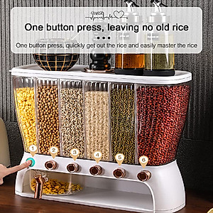 M&R, Dry Food Dispenser, Rice Container, Bulk Food Storage, Grain Canisters - 6 Grid, Moisture Proof/Airtight Dry Food Storage Containers/ Elegant design for home & kitchen.