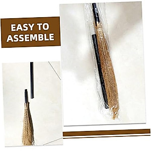 FOMIYES 2pcs Halloween Witch Broom Props Wood Witch Broom for Cosplay Masquerade Broom Toy Halloween Decorative Prop Vivid Cosplay Party Supply