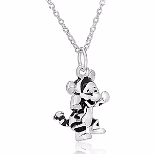 Disney Winnie the Pooh Womens Sterling Silver Necklace - Tigger Pendant Necklace with 18-inch Chain Jewelry for Women