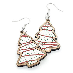 Cute Christmas Tree Cake Earrings for Women.
