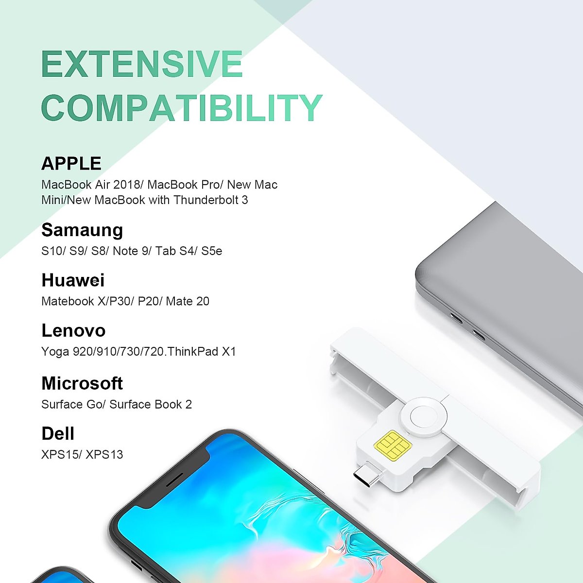 USB-C CAC Smart Card Reader,DOD Military Type-C Common Access Credit Card/ID/IC Bank/Health/Government ID/PIV CAC Chip Card with Windows, Mac OS for Android Phones, MacBook Pro-Mini & Fold