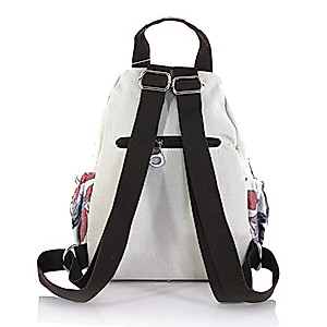 Mushroom Mini Cotton Backpack for Women Hippie Boho Handmade Canvas Embroidery Purse with Multi Pocket for Adults Teens