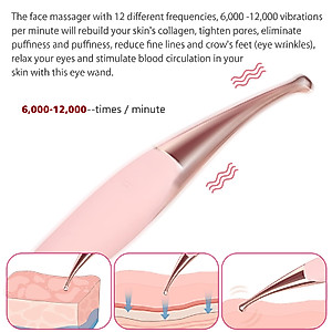 CHARMING Personal Eye Wand Massager with Eyes Body Massager Facial Vibrating Treatment for Dark Circles, Promote Essence Absorption, Eliminate Dark Circle, relieves Skin Fatigue -Pink