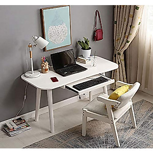 Modern Simple Style Computer Desk,Solid Wood Ergonomic Sturdy Office Desk Writing Desk for Home Office,Pc Table Notebook Study Table Workstation