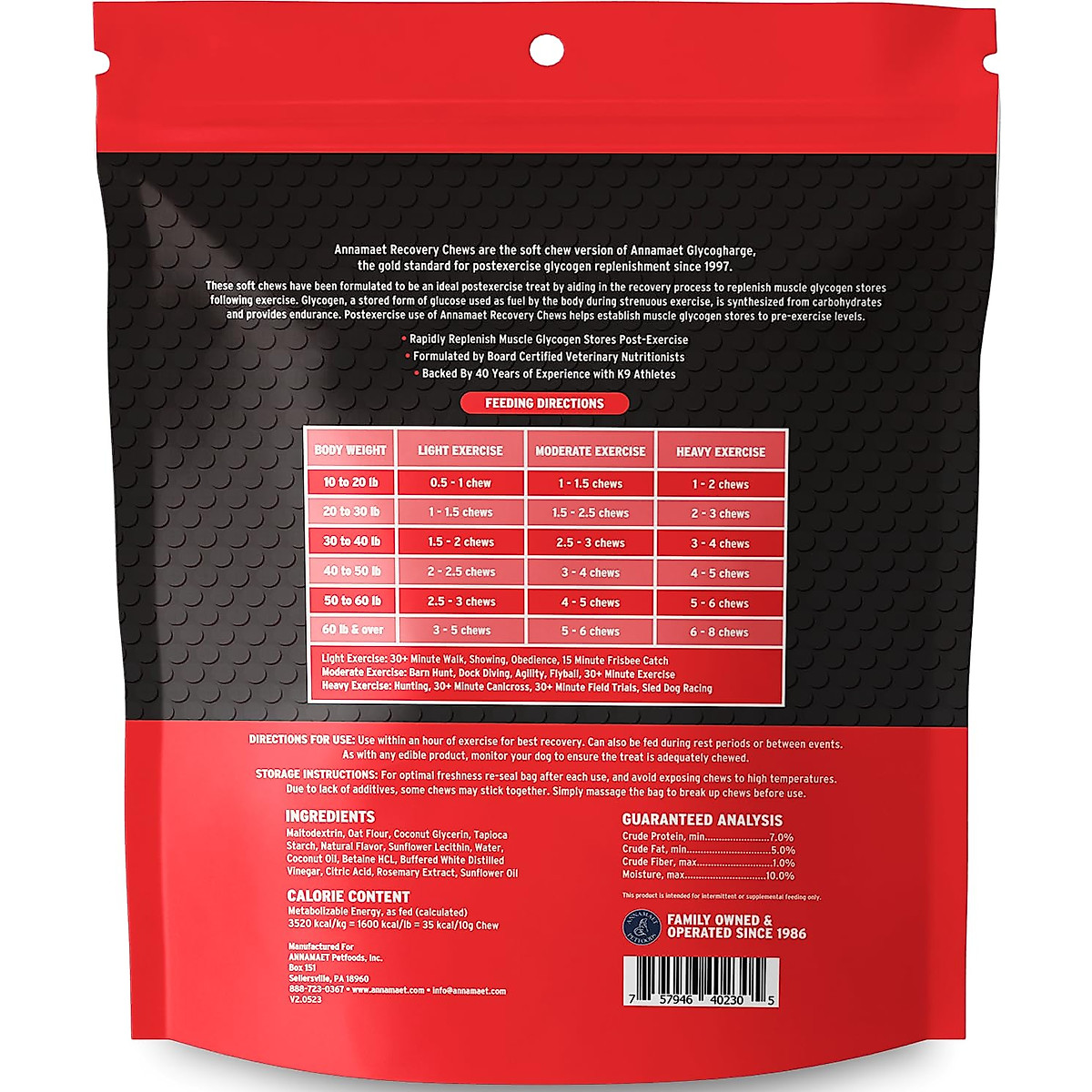 Annamaet Recovery Chews - Canine Post-Exercise Treats 300g