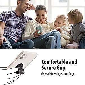 Momostick Flatstick, Cell Phone Finger Grip Strap Holder for Hand, Cell Phone Stand, New Slim Finger Loop Selfie Grip Compatible with Most Smartphones - Shadow Kitten