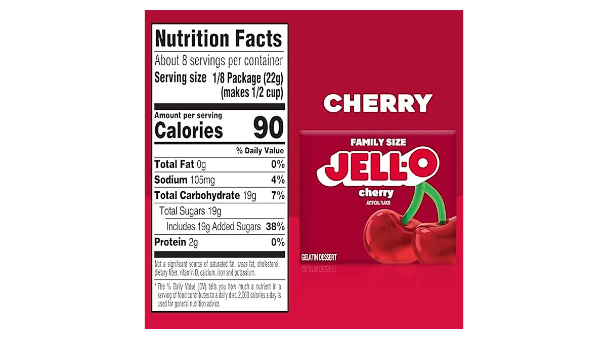 Jell-O Cherry Gelatin Dessert Mix - Easy & Versatile 6 oz Pack