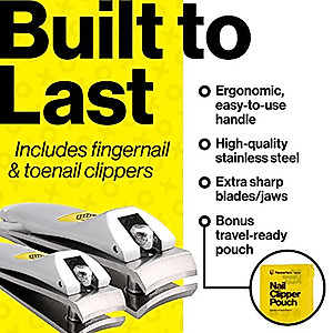 Harperton Nail Clippers Set - 2 Pack Stainless Steel Ingrown Toenail Tool, Professional Fingernail & Toenail Clippers for Thick Nails…