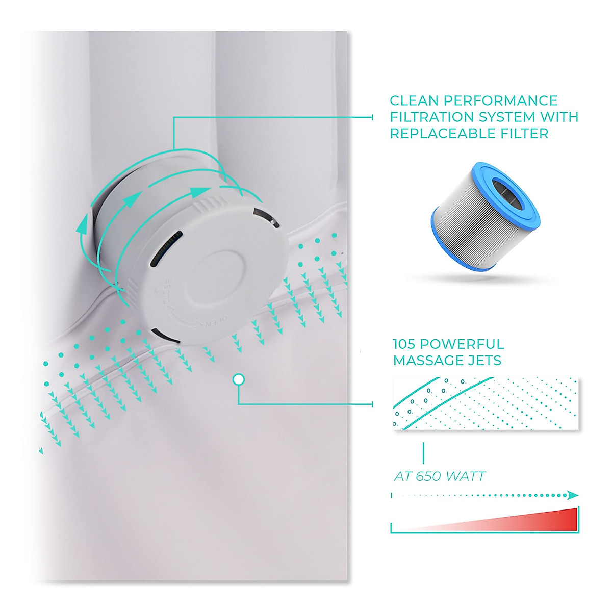 Wave Spa Atlantic 2-4 Person Round Inflatable Hot Tub, Fast Heating Portable Outdoor Hot Tub Spa with 105 Massaging Air Jets, Protective Cover, Pump and Integrated Filters in Gray Wood Print