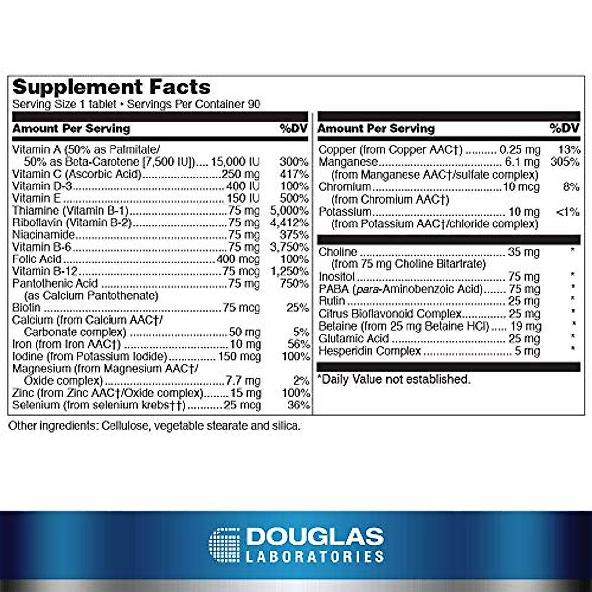 Douglas Laboratories Ultra Vite 75 II | Vitamin/Mineral/Trace Element Supplement | 90 Tablets