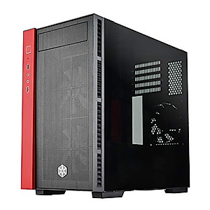 SilverStone Technology RL08BR-RGB Black and Red Micro-ATX Case with Tempered Glass Side Panel and 2 x120mm RGB Fans