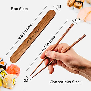 Walnut Chopsticks Reusable Engraved With Personalized Names Classic or Japanese Chinese Style Wood Chopsticks Dinnerware Utensils Christmas Gift Wedding Birthday