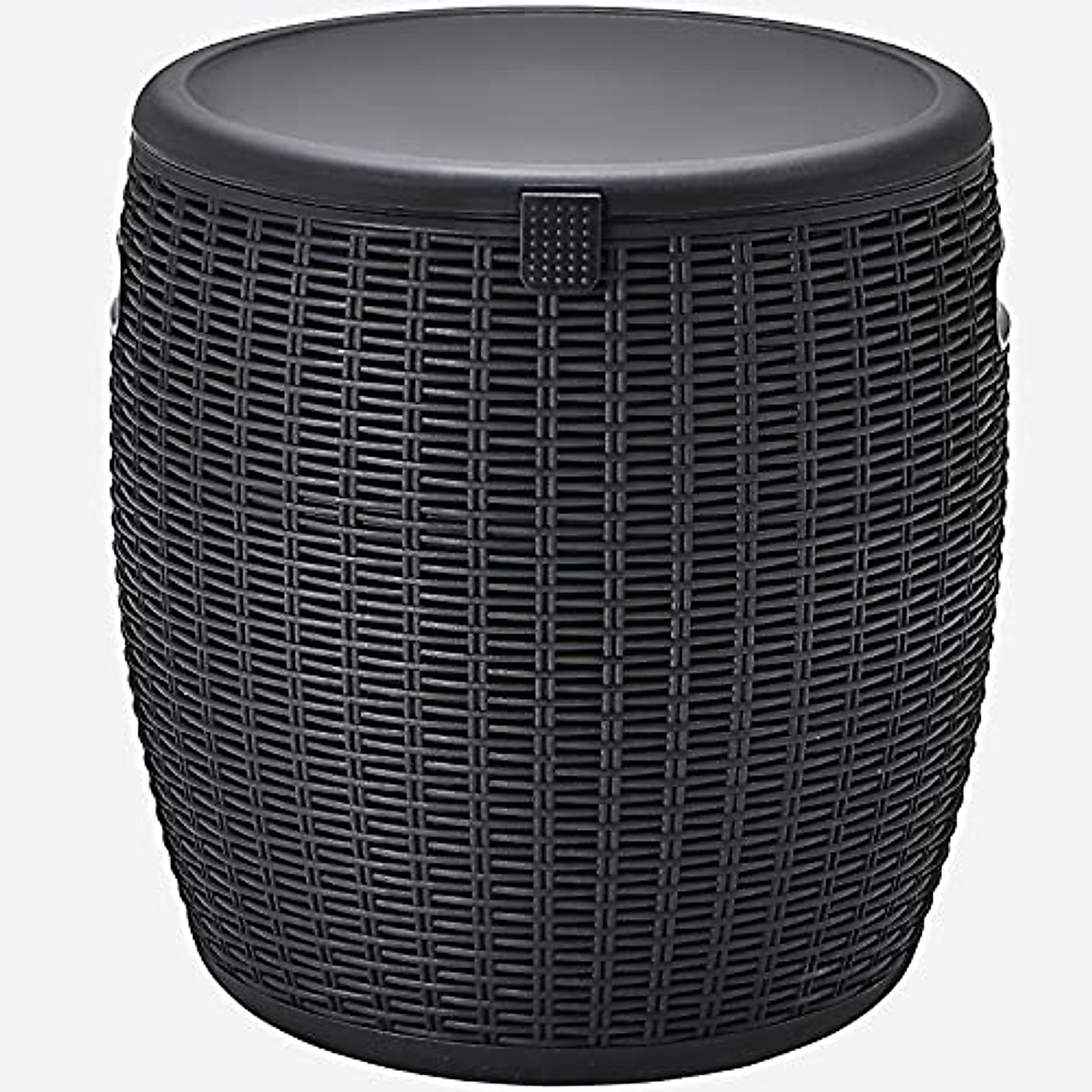 Giantex 9.5 Gallon Ice Cooler, Wicker Round Ice Chest, Outdoor Beer Wine Ice Bucket, Top Lid Side Handles Drainage Plug, Weather-resistant Patio Cool Bar Table for Cocktail Party Poolside Deck (Black)