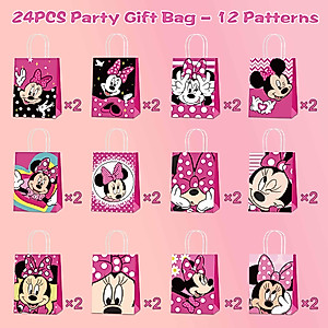 24Pcs Minnie Party Gift Tote Bag Party Favor for Kids Birthday - 12 Different Patterns Candy Bags Treat Bags For Birthday Party Supplies Favors Decoration