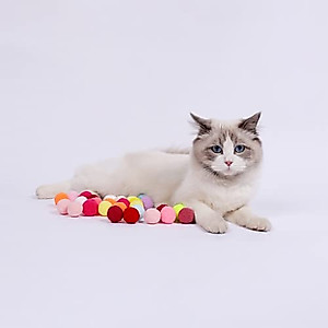 FUPUSUN 30/60/100pcs 3cm Premium Colorful Cat Toy Balls - Soft Kitten Pom Pom Toys - Lightweight and Small Easily Paw for Indoor Cats Interactive Playing Quiet Ball Cats