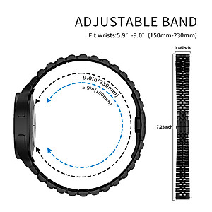 Camofit Band Compatible with Samsung Galaxy Watch 7/6/5/4 Band 40mm 44mm, Watch 6/4 Classic 47mm 43mm / 42mm 46mm, Watch 5 Pro 45mm, Watch 3 41mm, 20mm Stainless Steel Metal Band Strap, Black