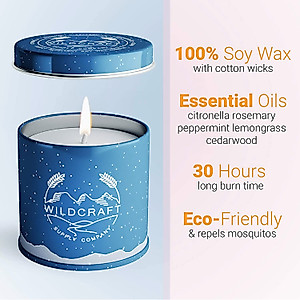 Citronella Candle Soy Wax Candles Aromatherapy Outdoor Indoor Candles Natural Soy Wax Candle with Rosemary Peppermint Lemongrass and Cedarwood