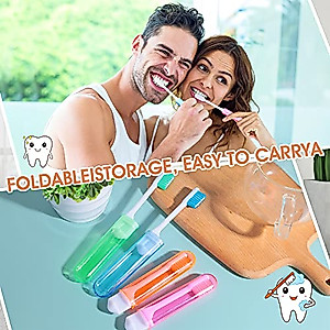 Sibba Toothbrush Covers 4 Pieces Folding Manual Toothbrushes Case Travel Kit Soft Bristles Tooth Brushes Mini Size Portable Brush Coverings Wrapped for Men Women Childrens Toddler