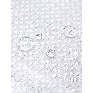 SUMGAR No Hook Shower Curtain Extral Long 71" x 86" White Waffle Weave Textured Fabric Cloth Hotel Luxury Simple Elegant Shower Curtains Set with Snap in Liner for Modern Farmhouse Bathroom