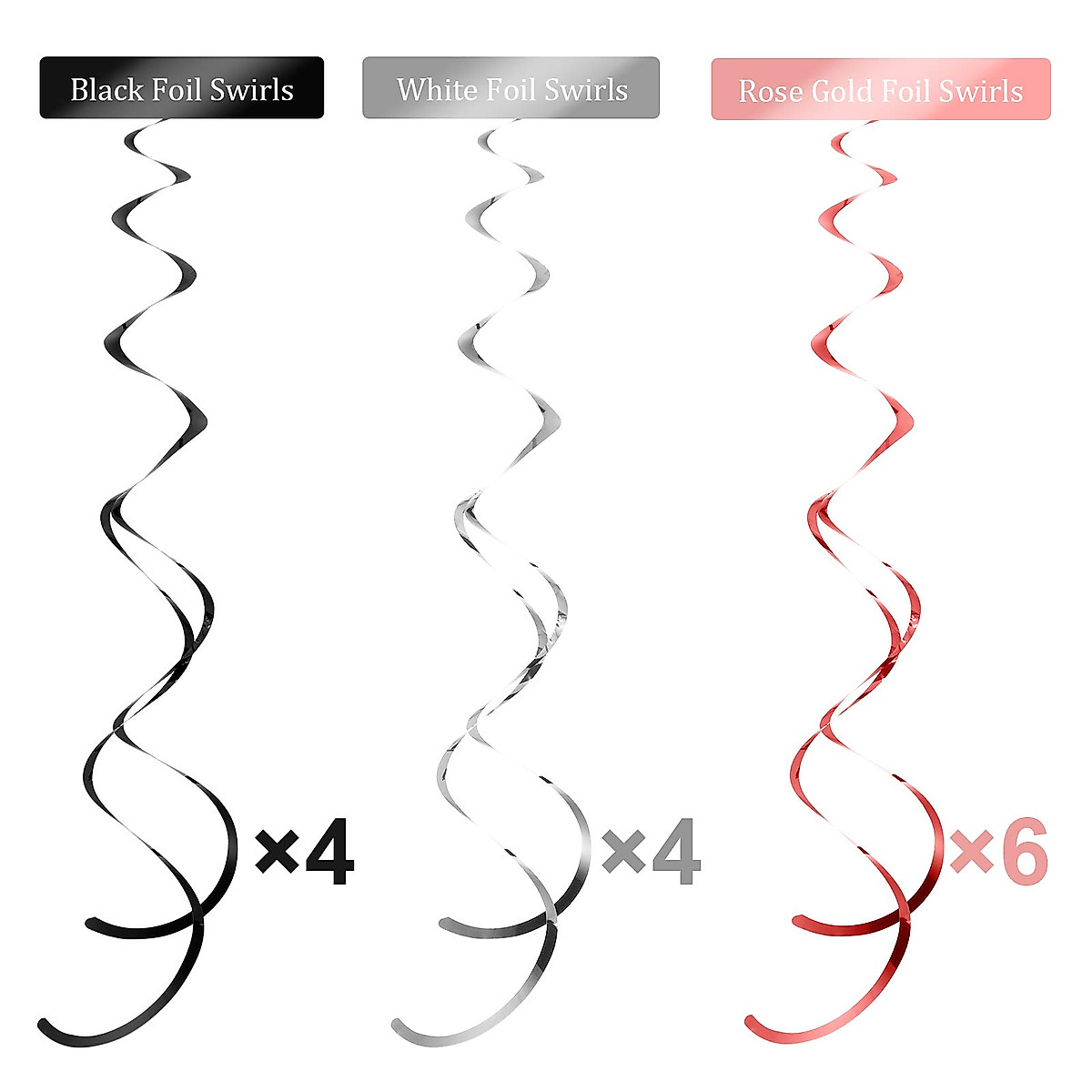 Birthday Party Decorations, Birthday Party Rose Gold Hanging Swirls Ceiling Decorations Shiny Foil Swirls for Birthday Decorations Supplies 30 Count (21 Style)