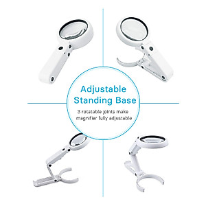 Magnifying Glass with Lights,Adjustable Standing Base,Portable Handheld,[3.5X+10X] Dual Magnification Lens,Magnifier Glass for Reading Jewelry Craft and Computer Repair