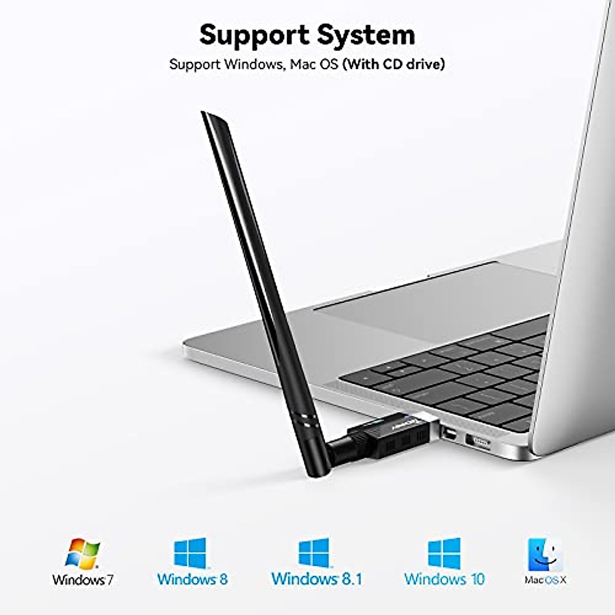 USB WiFi Adapter for PC, Techkey AC1300Mbps Dual Band Wireless Network Adapter, Network WiFi USB 3.0 for Desktop Laptop with 2.4GHz/ 5GHz High Gain 5dBi Antenna, Support Win10/8.1/8/7/XP…
