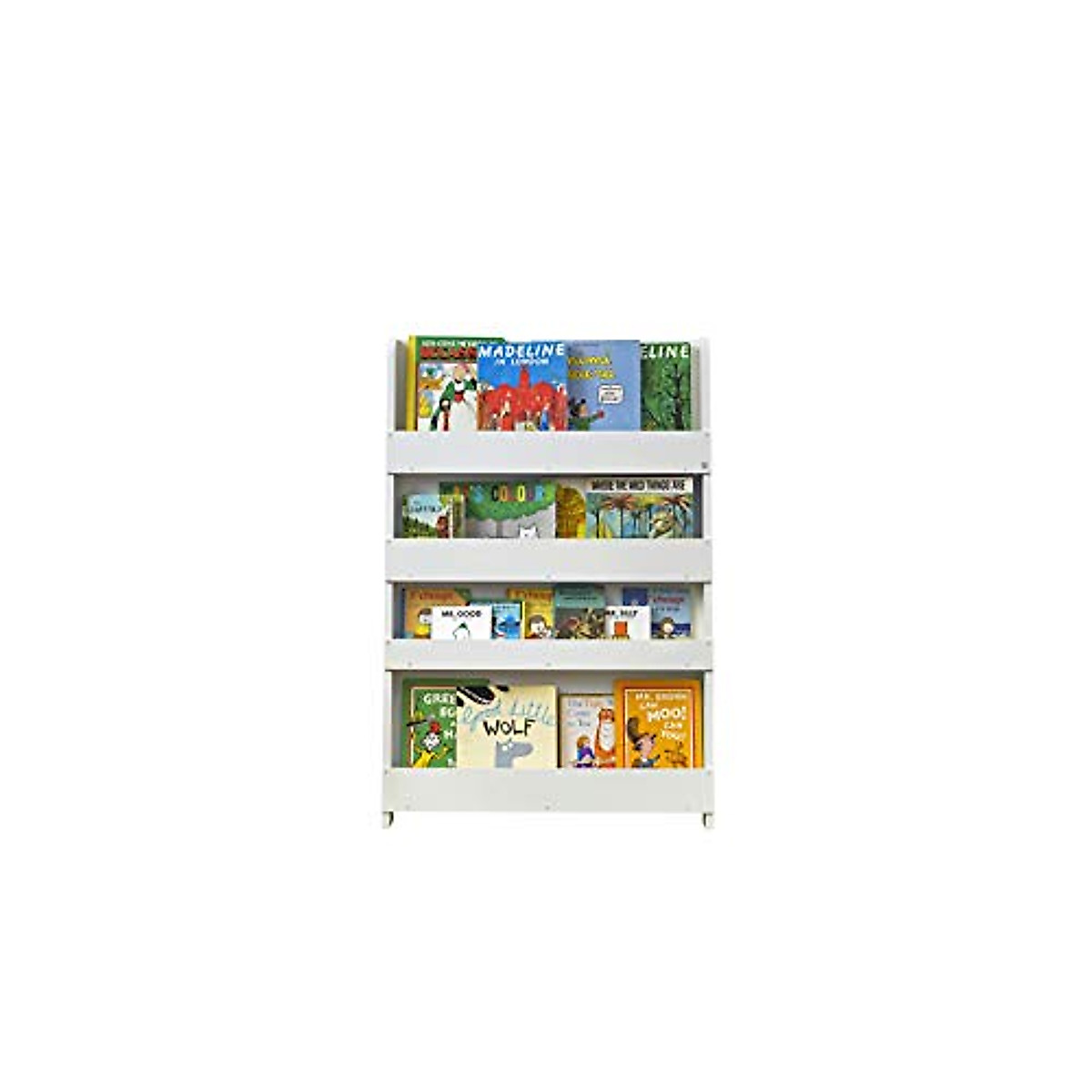 Tidy Books® Childrens Bookshelf (Age 0-10) Book Rack Storage for Kids, Wall Bookshelf, Front Facing Bookcase, 45.3 x 30.3 x 2.8 in, Wooden, White, Eco Friendly, Handmade, The Original Since 2004