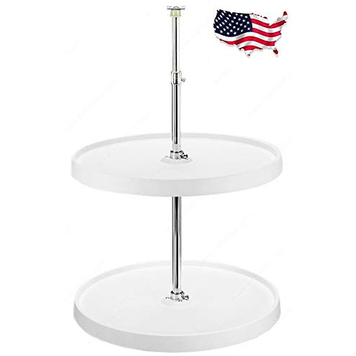 Richelieu Full Circle 2-Shelf Round White Trays Corner Cabinet Lazy Susan with Dependently Rotating Trays (18")