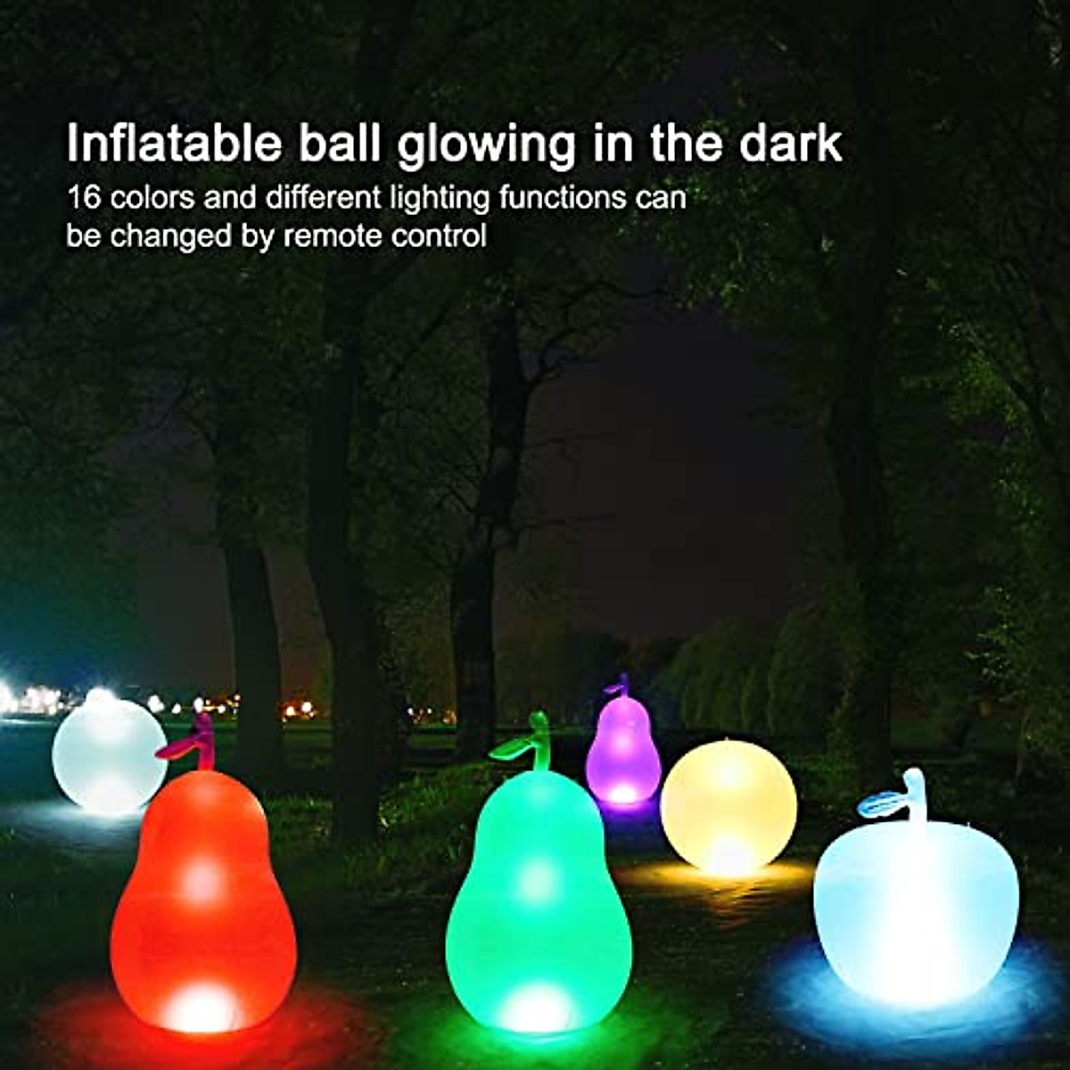 Floating Pool Lights, LED Night Light Ball, Avocado Shaped Waterproof Inflatable Glowing Ball Pond Lights with Remote Control 16 Colors Changing for Party Wedding Garden Decor