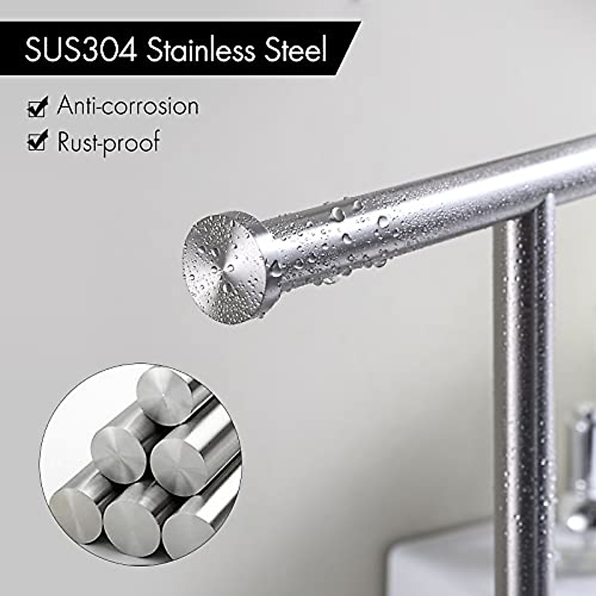 KES Towel Rack with Natural Marble Base T-Shape Hand Towel Holder Stand SUS304 Stainless Steel for Bathroom Vanity Countertop Brushed Finish, BTH205S20-2