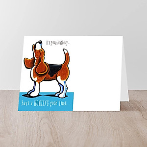 CafePress Beagle Howling Funny Birthday Greeting Cards Folded Greeting Card Matte