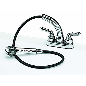 BigTub Utilatub Combo 40 in. x 24 in. Polypropylene Single Floor Mount with Pull-Out Faucet, P-Trap and Supply Lines in White