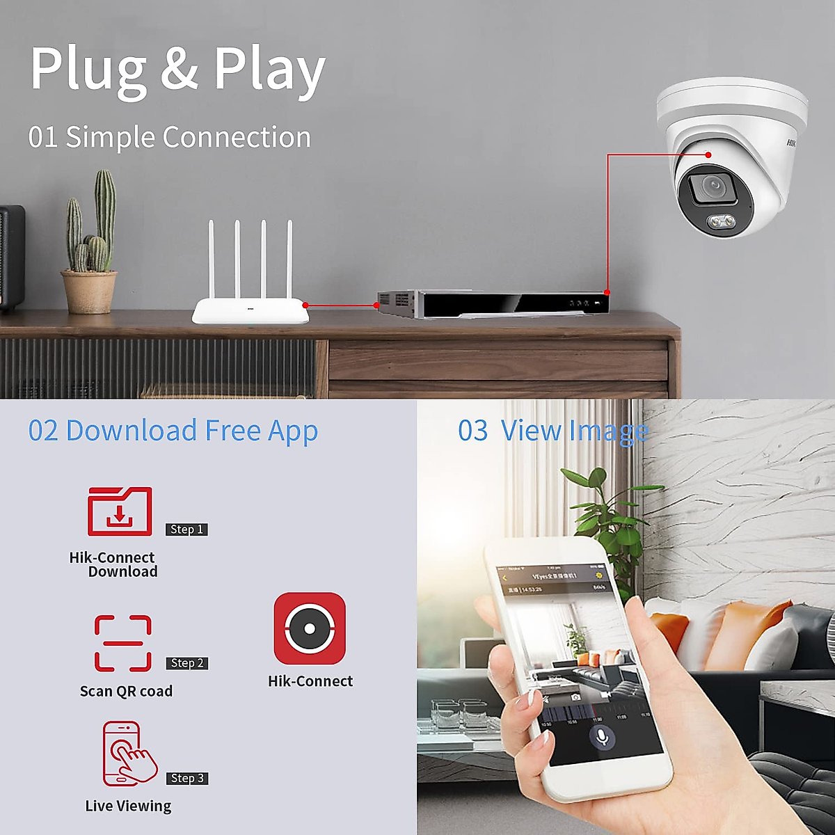 Hikvision IP Camera Turret Compatible DS-2CD2347G2-LU 2.8mm Lens 4MP Color-Vu Fixed Turret Network Camera H.265,130dB WDR,24/7 Colorful Imaging, PoE Camera, International Version