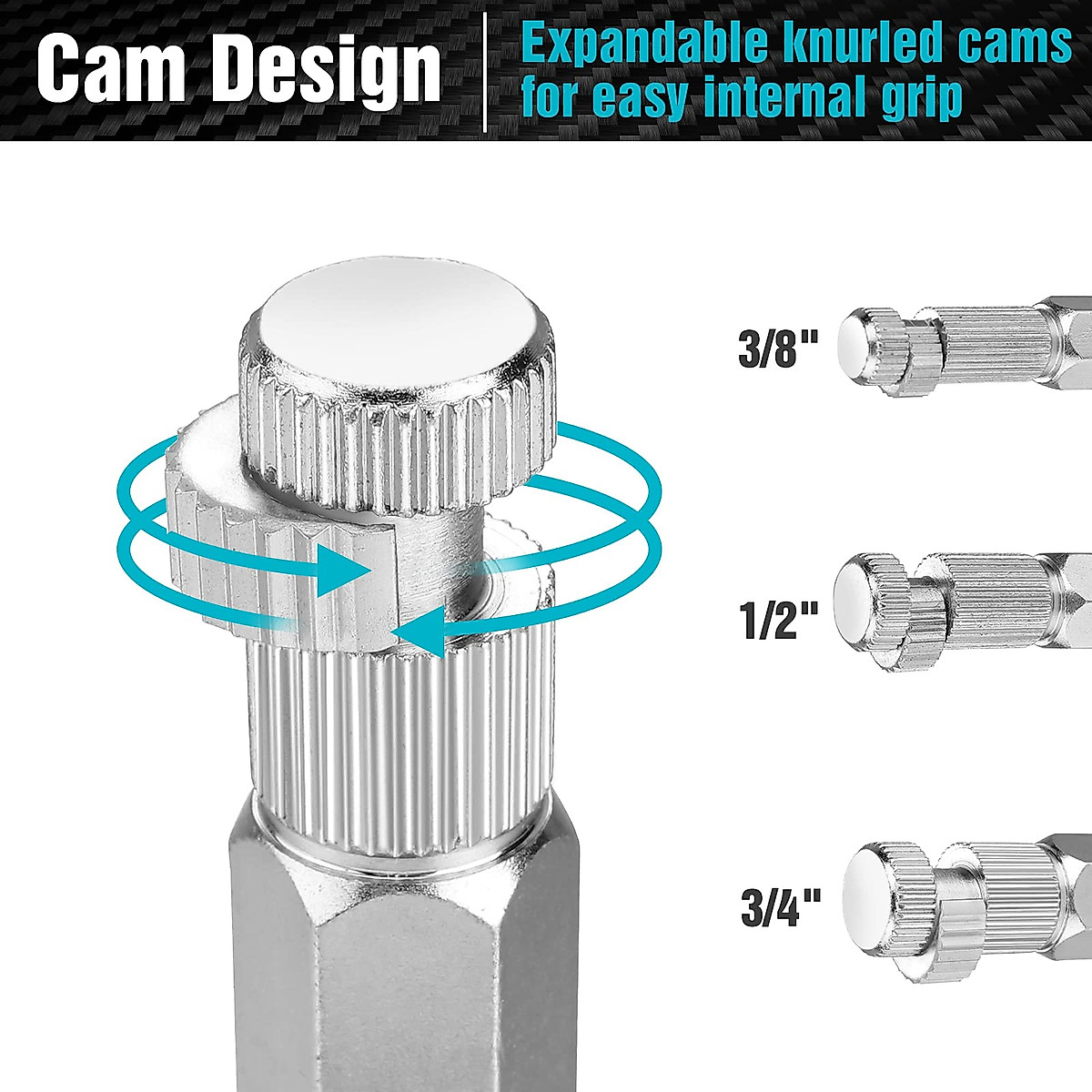 DURATECH Internal Pipe Wrench Set, Pipe Nipple Extractor Set, 3-Piece, 3/8",1/2" and 3/4" Pipe Capacities, Organizer Pouch Included
