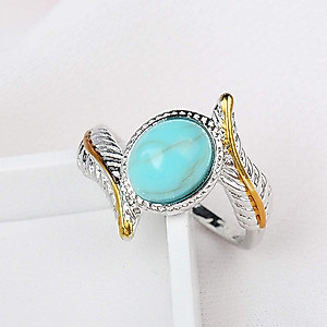 Rings for Women Luxury Creative Turquoise Feather Enamel Ring Women's Jewelrya Good Gift for a Girlfriend, Boyfriend, Family