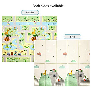 Play Mat, Baby Foldable Play Mat Crawling Mat Extra Large Foam Mat Reversible Baby Crawling Mat Non Toxic Waterproof for Infants Toddlers Thicker