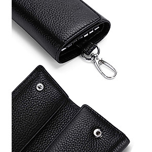 RuoFeng Keychain Key Holder Ring with 6 Hooks Snap Closure (Black)
